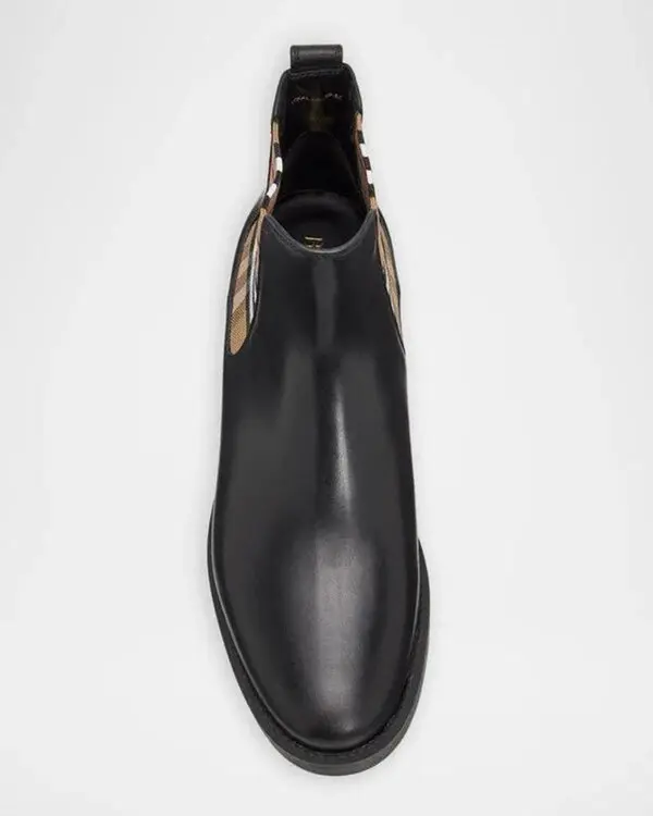Burberry Check Leather Chelsea Boots