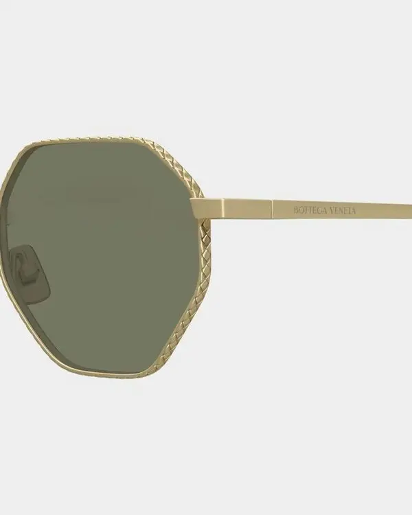 Bottega Veneta Apos;s Intrecciato Geometric Titanium Sunglasses - Bronze