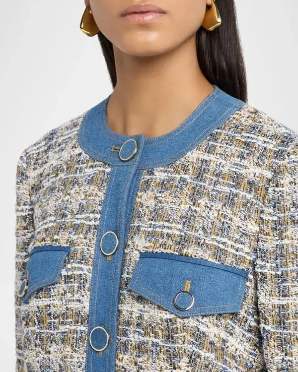 Veronica Beard Ainslie Tailored Tweed Jacket - Navy Multi