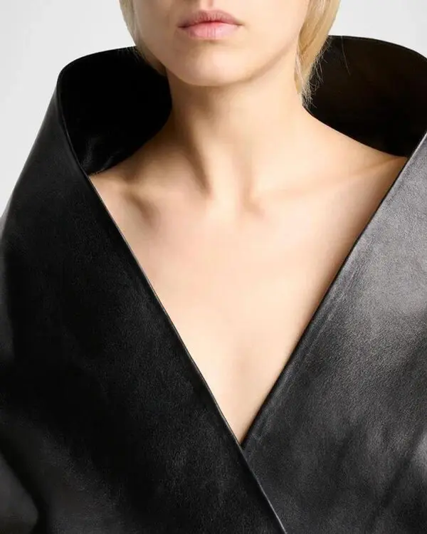 Balenciaga Structured Leather Wrap Jacket