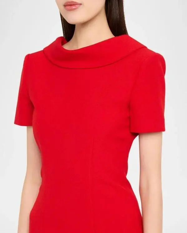 Roland Mouret Extended Boat Neck Short-sleeve Maxi Dress