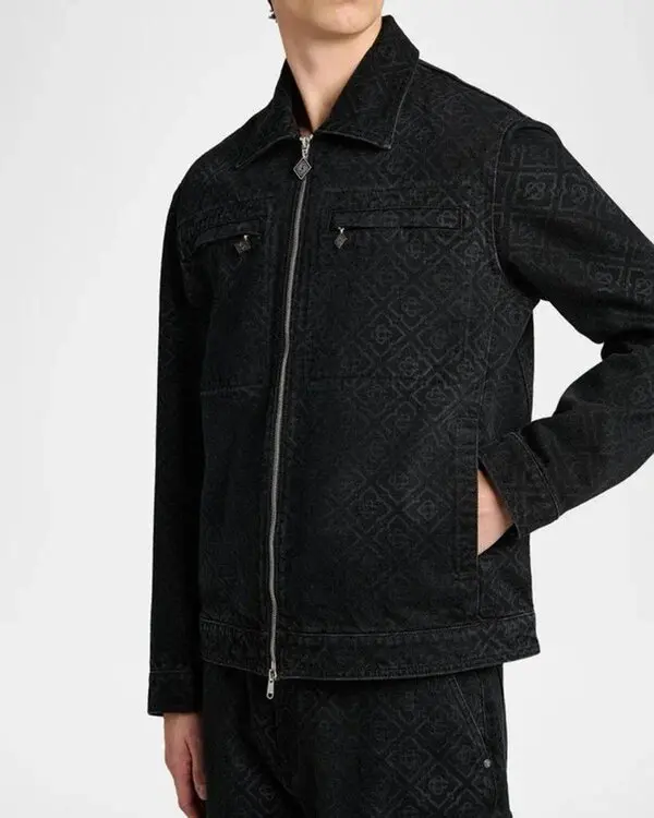 Casablanca Apos;s Monogram Full-zip Denim Jacket