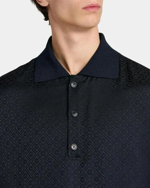 Casablanca Logo Print Knit Collar Polo Shirt