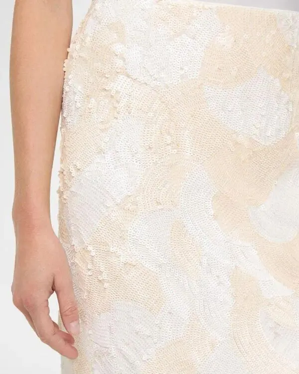 Lafayette 148 New York Straight Sequin Midi Skirt - Cloud Multi