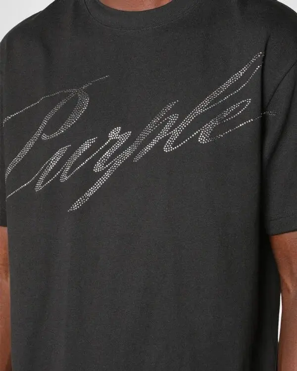 PURPLE BRAND Apos;s Rhinestone Logo Crewneck T-shirt