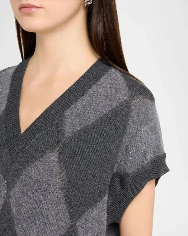 Peserico Sequin Argyle Knit Sweater