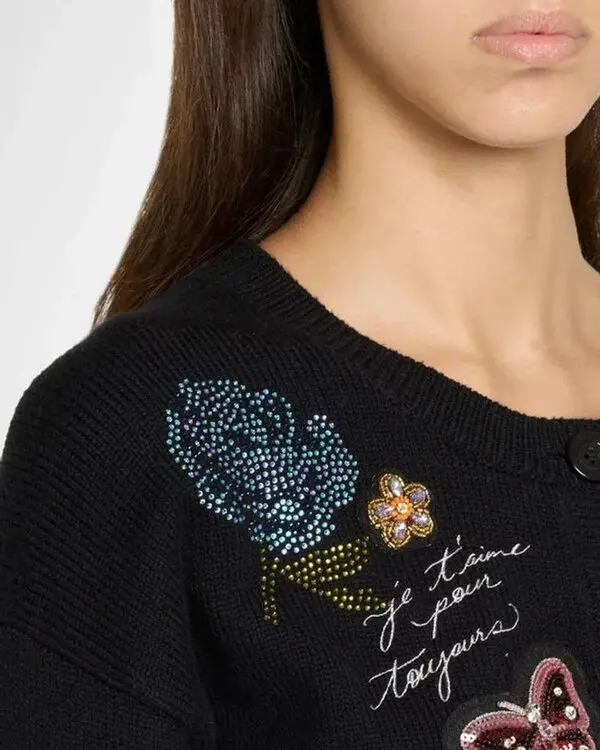 Cinq À Sept Lisette Embroidered Cotton-blend Cardigan - Black