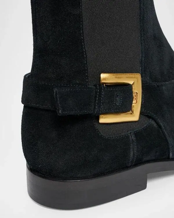 Balmain Apos;s Leather Pb-buckle Chelsea Boots - Noir