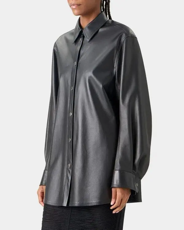 Akris Leather Button-down Shirt