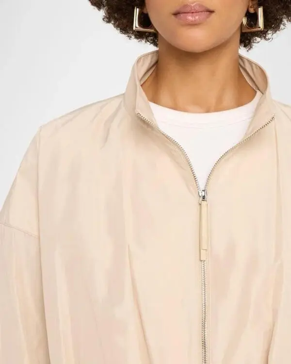 Lafayette 148 New York Pleated Technical Twill Crop Jacket - Plaster