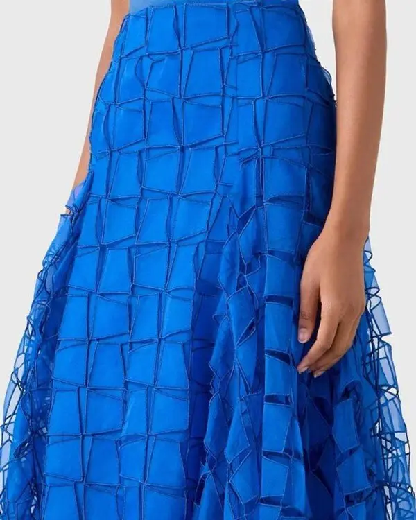 Akris Embroidered Organza Maxi Handkerchief Skirt