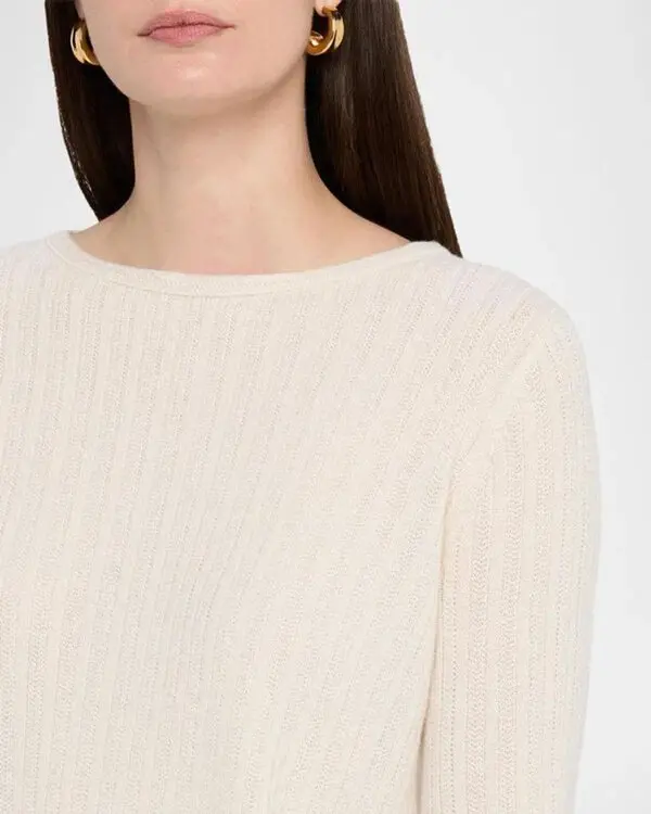 Lafayette 148 New York Mixed-stitch Crewneck Sweater - Cloud