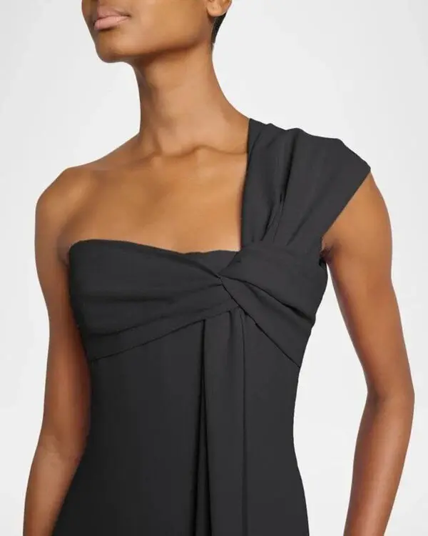 Elie Saab Twisted One-shoulder Cady Maxi Dress