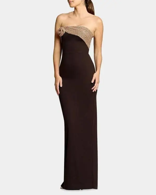 Dress The Population Lorraine Rosette Strapless Gown
