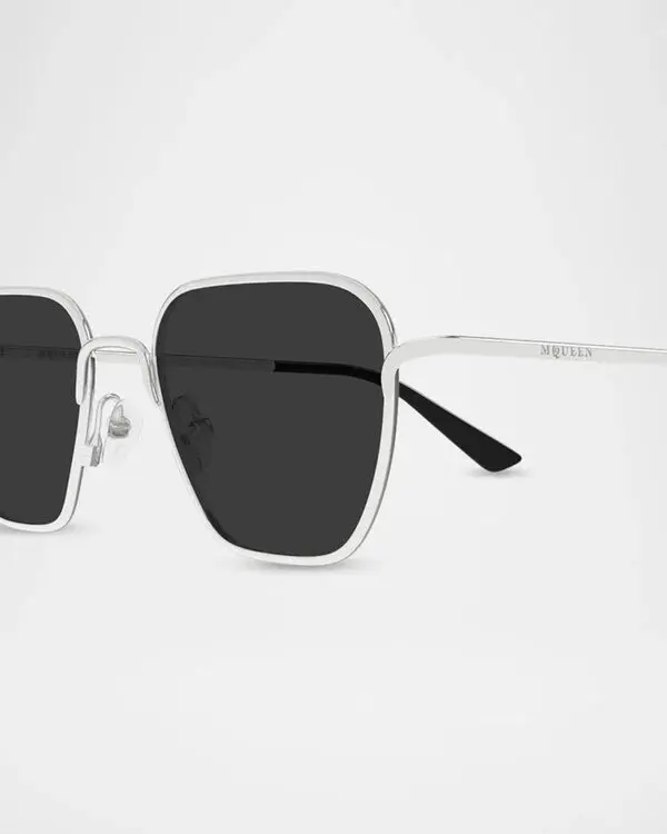 Alexander McQueen Apos;s Am0561s-001 Metal Square Sunglasses
