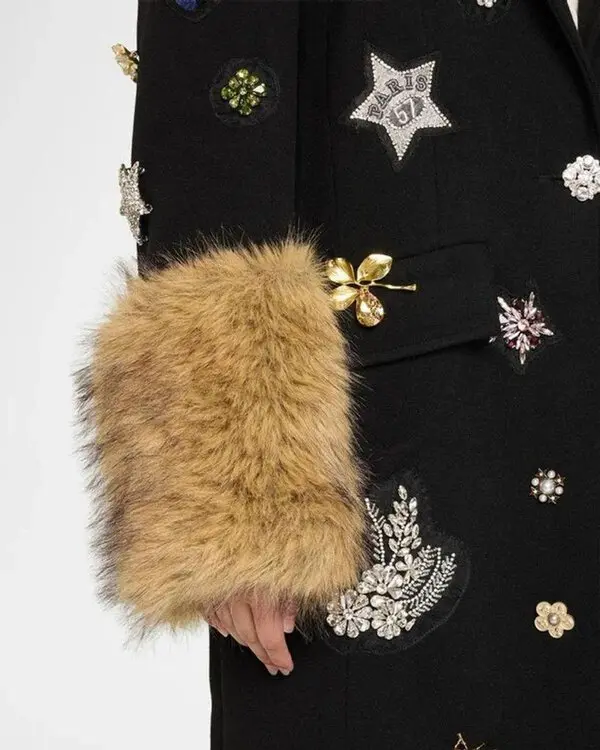 Cinq À Sept Mariella Embellished Faux-fur-cuff Coat - Black Mult