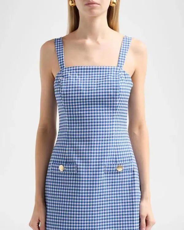 Lilly Pulitzer® Veda Gingham Stretch Jacquard Skirted Romper - Starlight