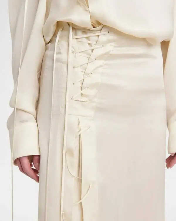 FERRAGAMO Lace-up Satin Knee-length Skirt