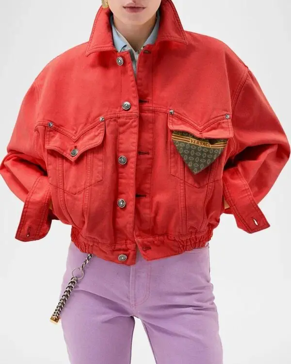 Versace Oversized Blouson Denim Jacket