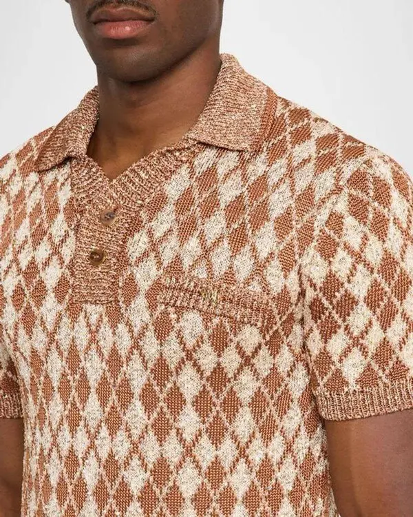 Amiri Apos;s Argyle Short-sleeve Polo Sweater