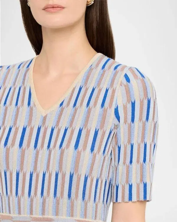 Misook Fit-&-flare Geometric Soft Knit Midi Dress
