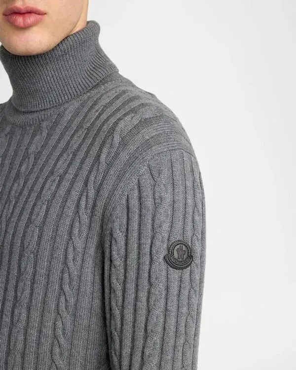 Moncler Apos;s Wool Cable Knit Turtleneck Sweater