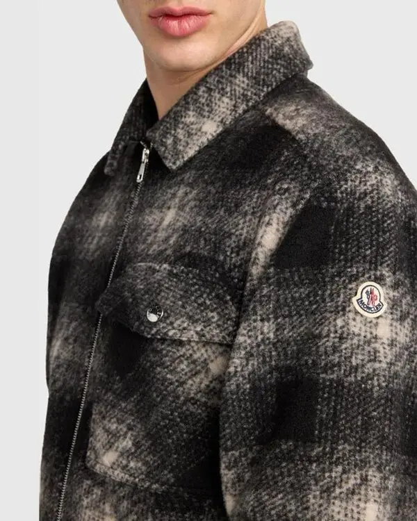 Moncler Apos;s Buffalo Check Full-zip Shirt Jacket - Check Black