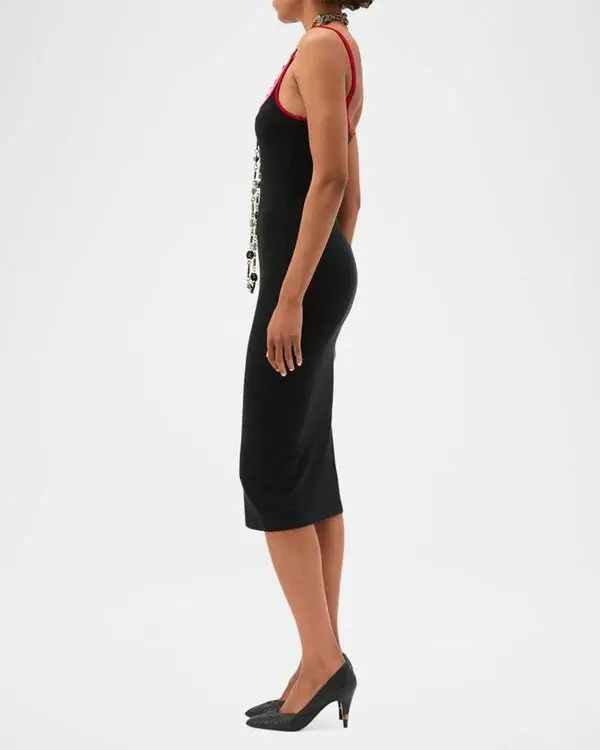 Versace Sleeveless Contrast-trim Midi Dress