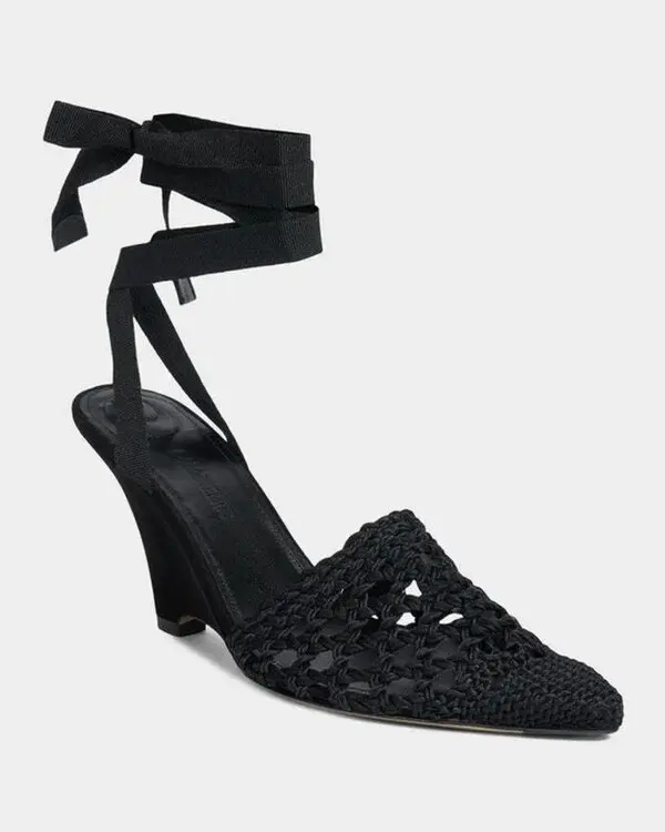 Jacquemus 80mm Les Espadrilles Ankle-tie Wedge Mules