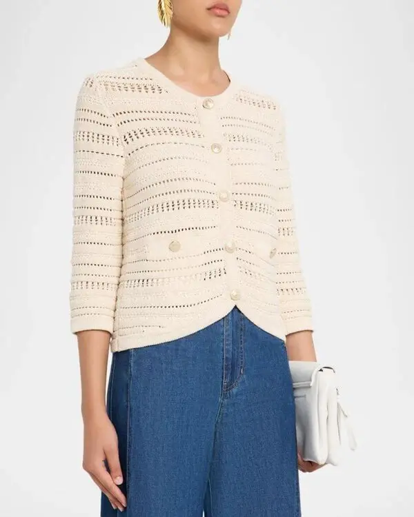 Veronica Beard Bellingham Stripe Knit Cardigan