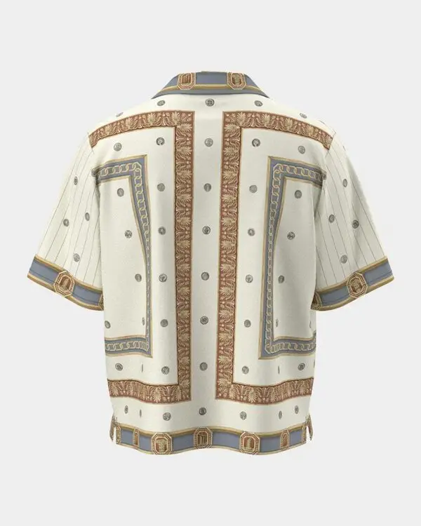 Versace Apos;s The Ringmaster Silk Twill Short-sleeve Shirt - Ivorygrey