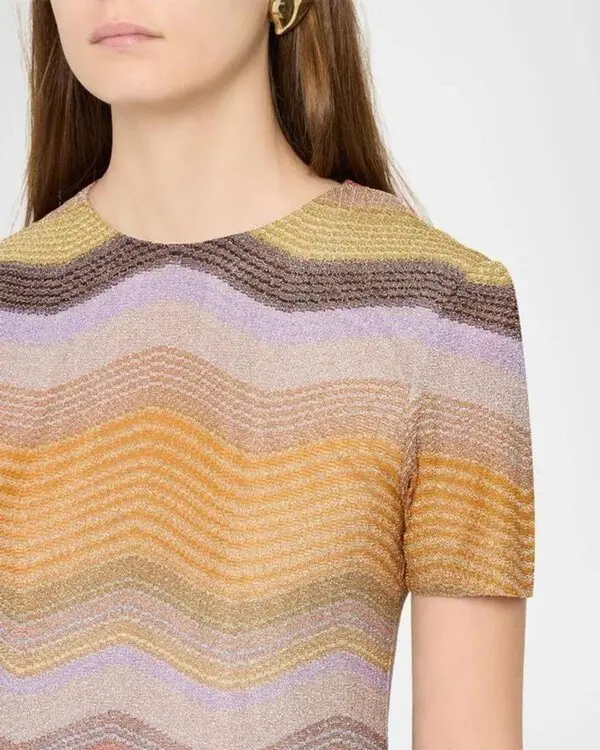 Missoni Metallic Chevron Short-sleeve Mini Dress