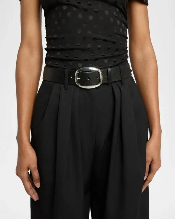 Isabel Marant Étoile Dara Large Buckle Leather Belt - Black/silv