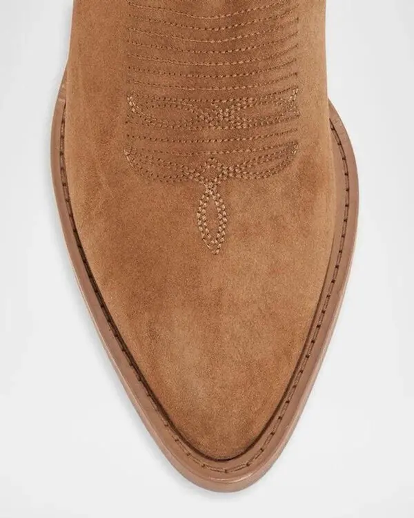 Partlow Aleene Perforated Suede Knee-high Cowboy Boots - Cest