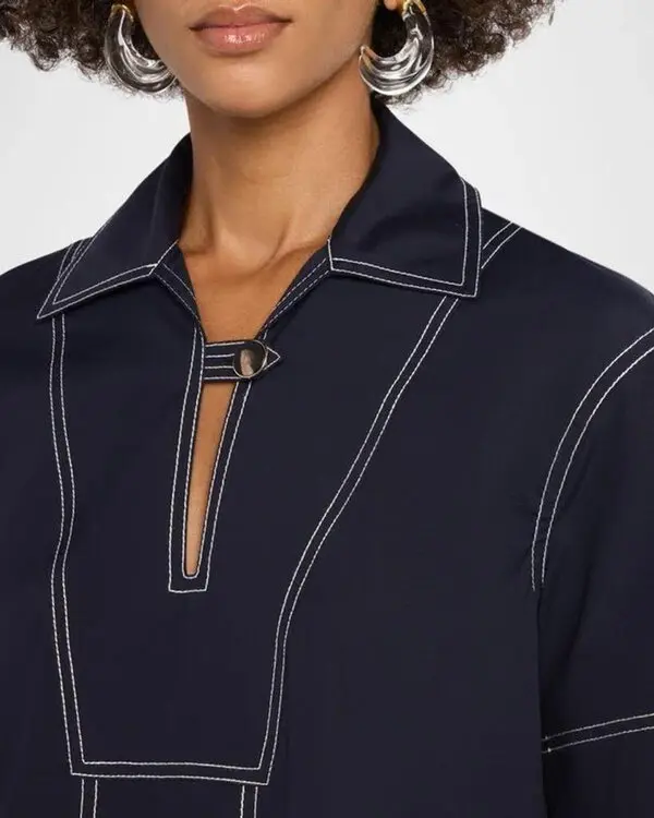 Veronica Beard Phelix Cotton Poplin Mini Tunic Dress