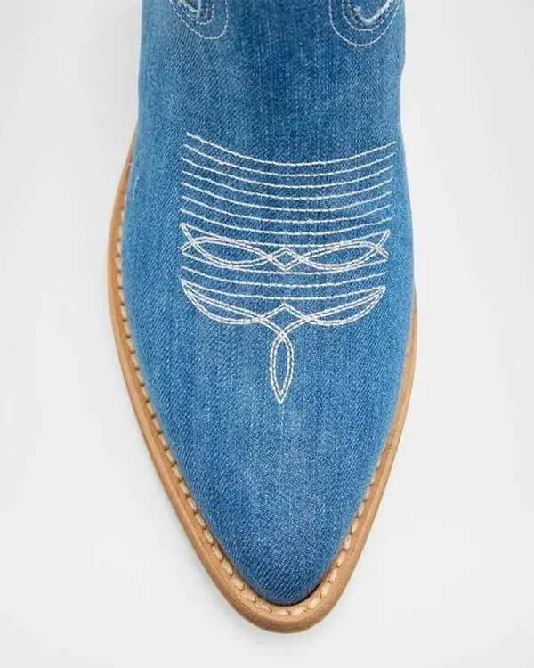 Partlow Rowan Mid-calf Cowboy Boots - Denim