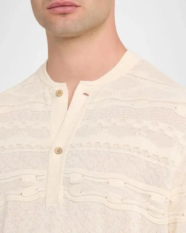 Emporio Armani Apos;s Mixed-stitch Henley Sweater