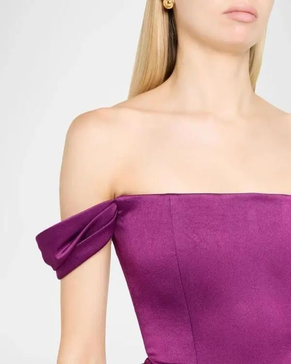 Alex Perry Off-the-shoulder Paneled Satin Crepe Gown