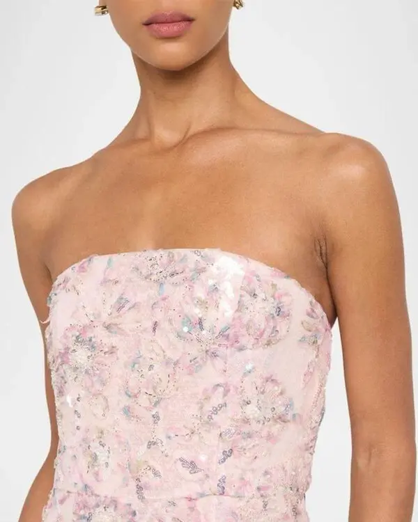 MILLY Jasmine Strapless Beaded Column Gown