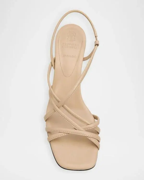 Brunello Cucinelli 50mm Monili Strappy Leather Sandals