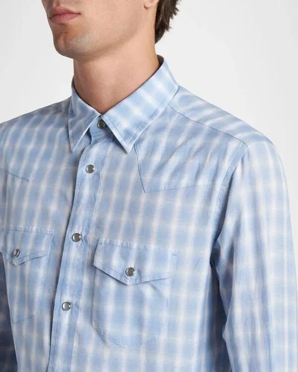 TOM FORD Apos;s Cotton And Linen Degrade Check Western Shirt