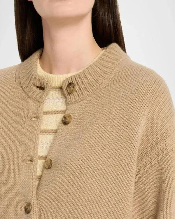 Guest In Residence Cozy Cashmere Crewneck Cardigan - Camel