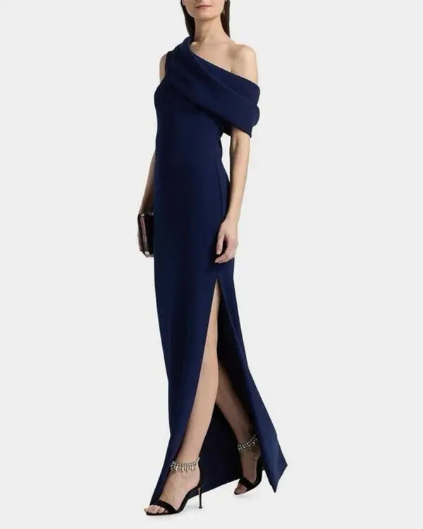 Amsale Draped One-shoulder Gown