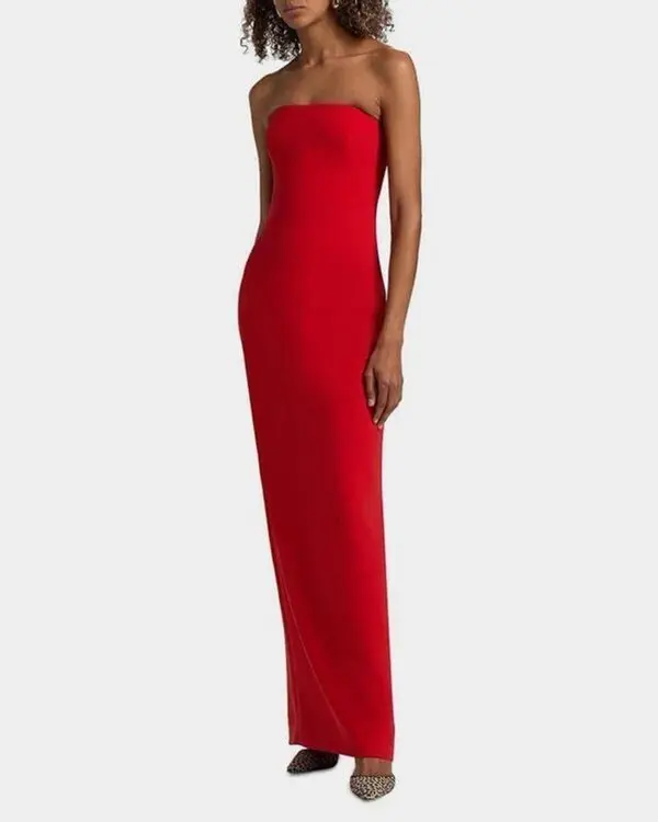 Amsale Strapless Stretch Jersey Gown - Persimmon