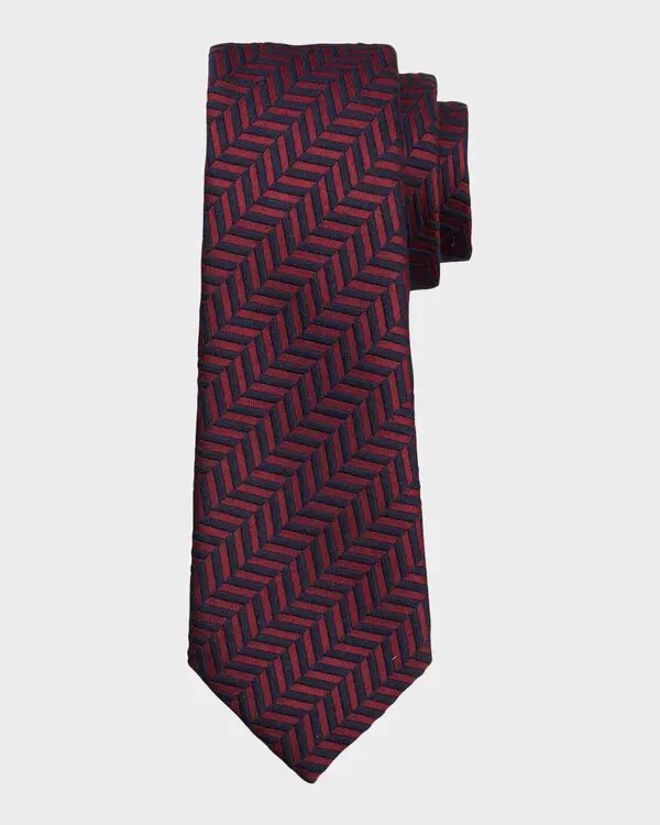 Giorgio Armani Apos;s Geometric Herringbone Tie