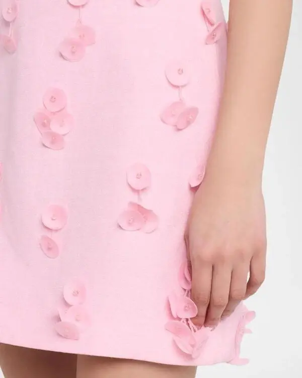 Simkhai Petal Applique Square-neck Mini Dress - Tulip