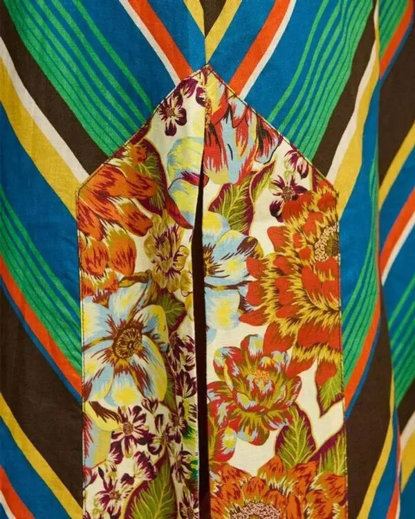ALEMAIS Charlie Chevron-print Linen Midi Dress - Multi