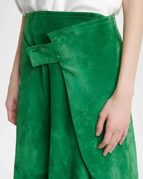 Bottega Veneta Suede Midi Wrap Skirt