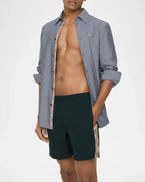 Burberry Apos;s Nylon Check-trim Swim Trunks
