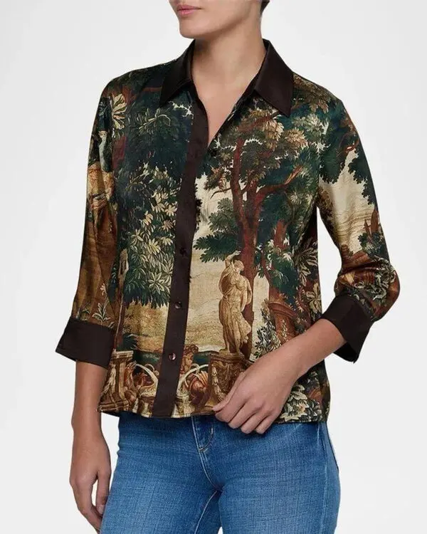 L & APOS;AGENCE Eulalie Placement Print Blouse